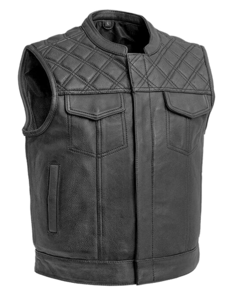 Mens SOA Vest Cross thatched in Black – BRUTE BIKER GEAR